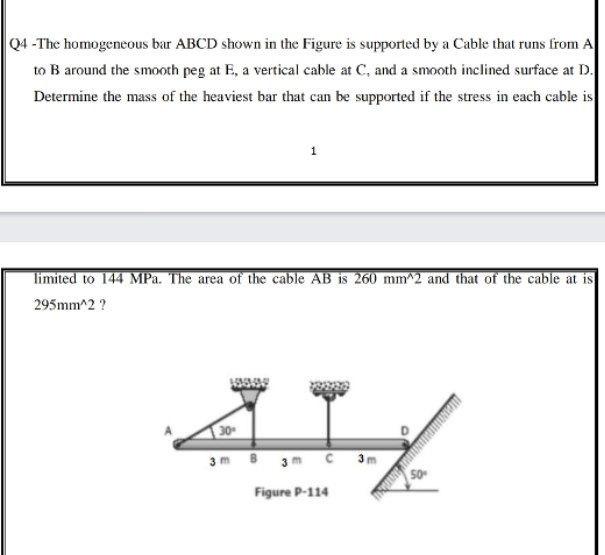 Solved 04 -The homogeneous bar ABCD shown in the Figure is | Chegg.com