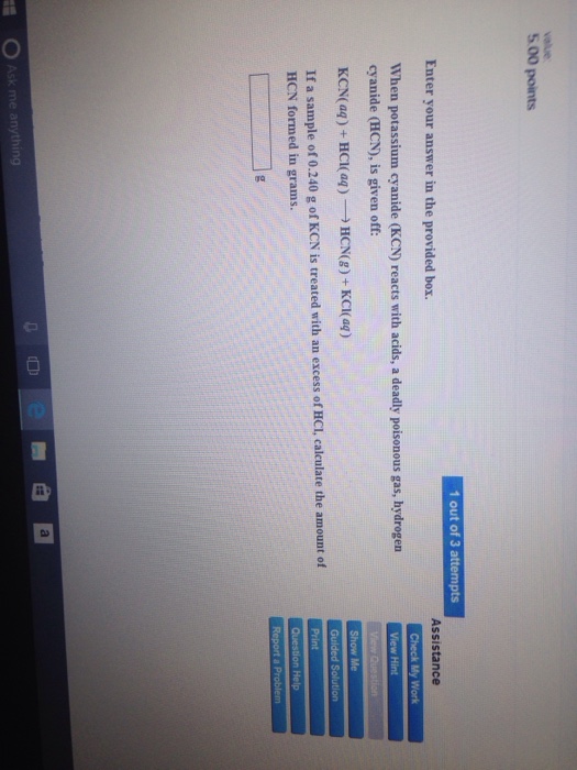 Solved When potassium cyanide (KCN) reacts with acids, a | Chegg.com