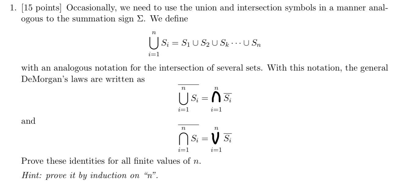 Solved 1. (15 points) Occasionally, we need to use the union | Chegg.com