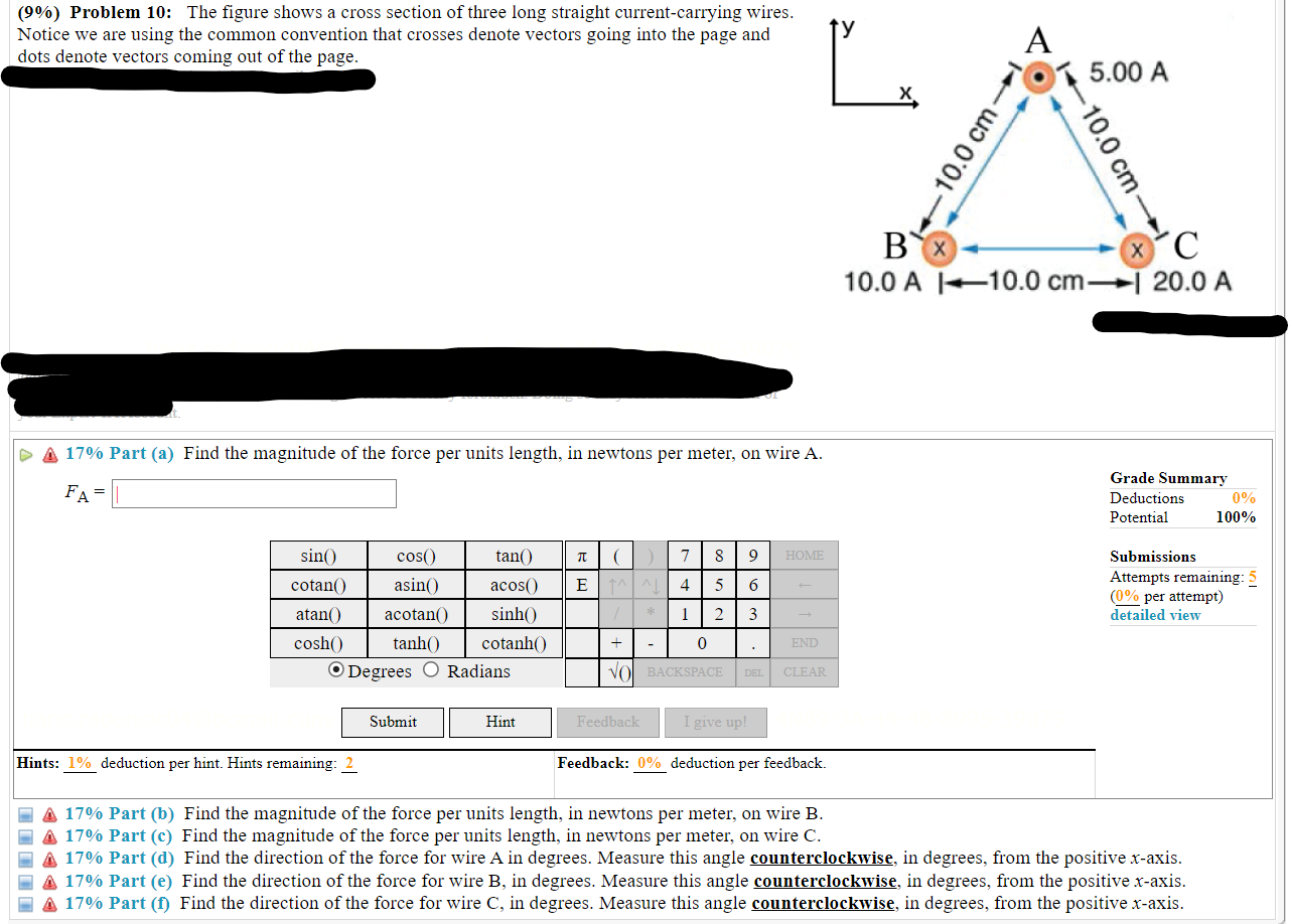 Solved (9\%) Problem 10: The figure shows a cross section of | Chegg.com