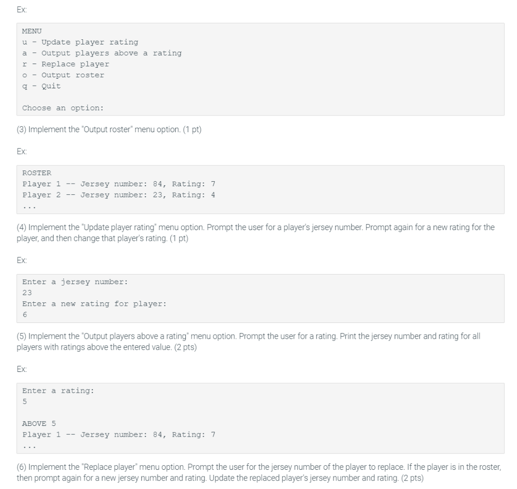 Solved 5.29 LAB*: Program: Soccer team roster This program | Chegg.com