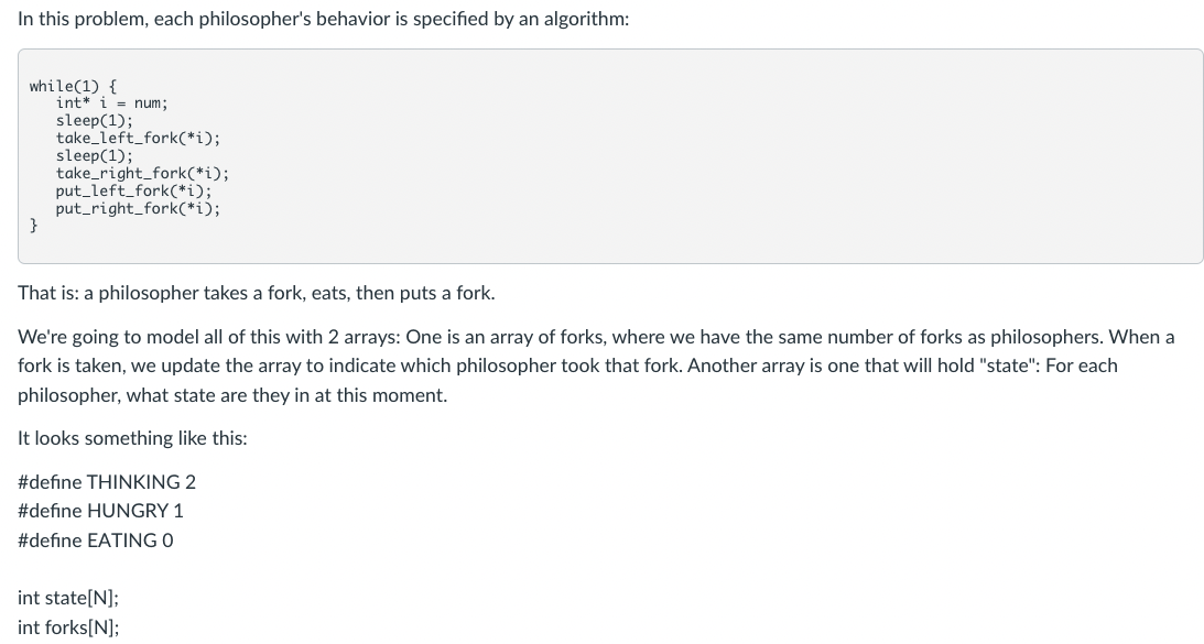 Solved Implementing the Dining Philosopher's problem, | Chegg.com