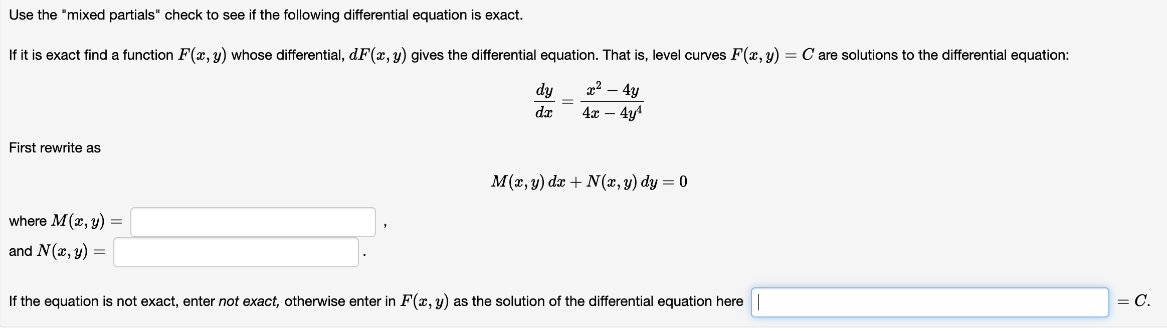 Solved Use the "mixed partials" check to ﻿see if ﻿the | Chegg.com