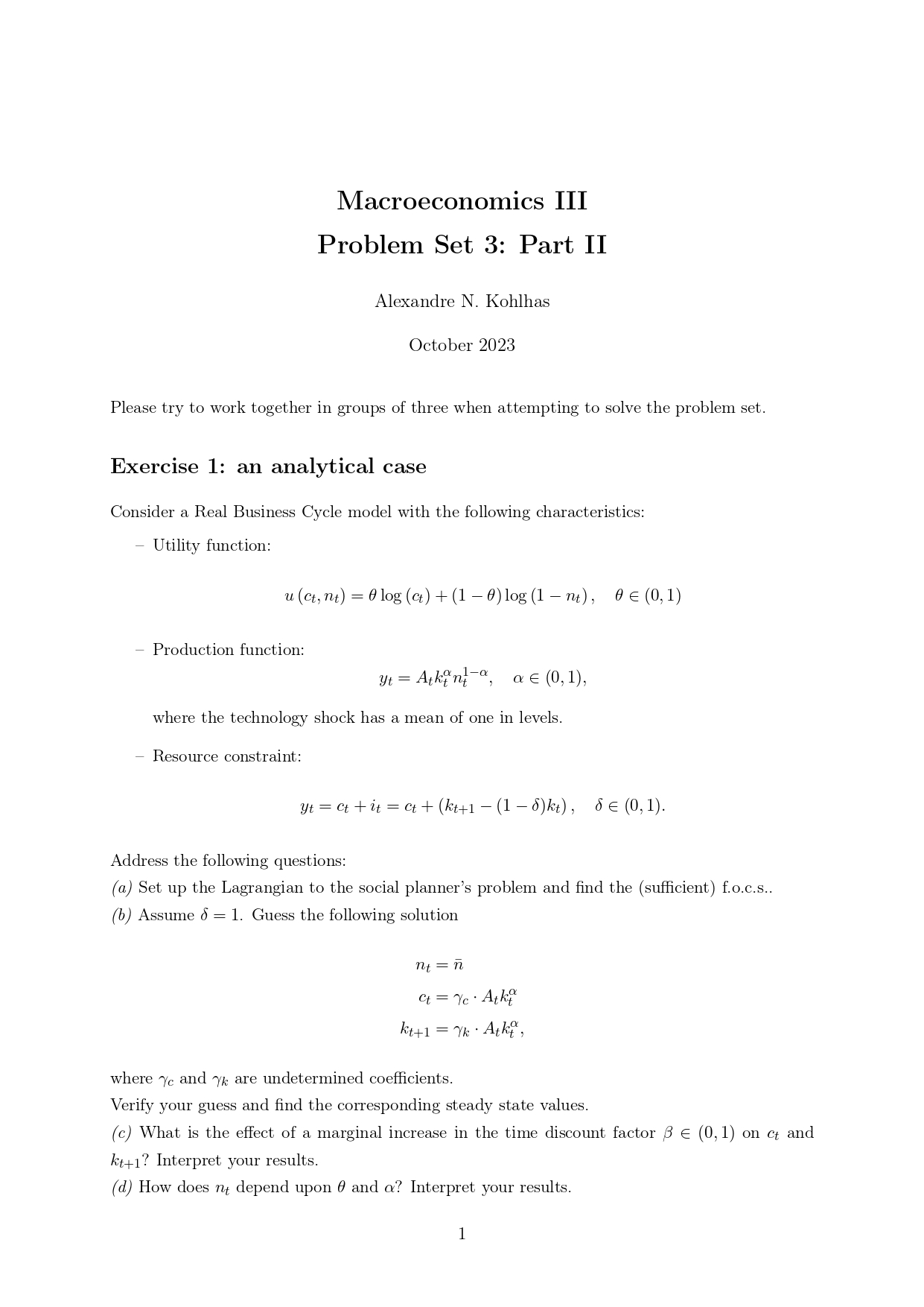 Solved Please try to work together in groups of three when | Chegg.com