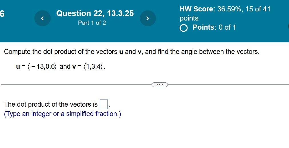 Solved Compute the dot product of the vectors u and v, and | Chegg.com