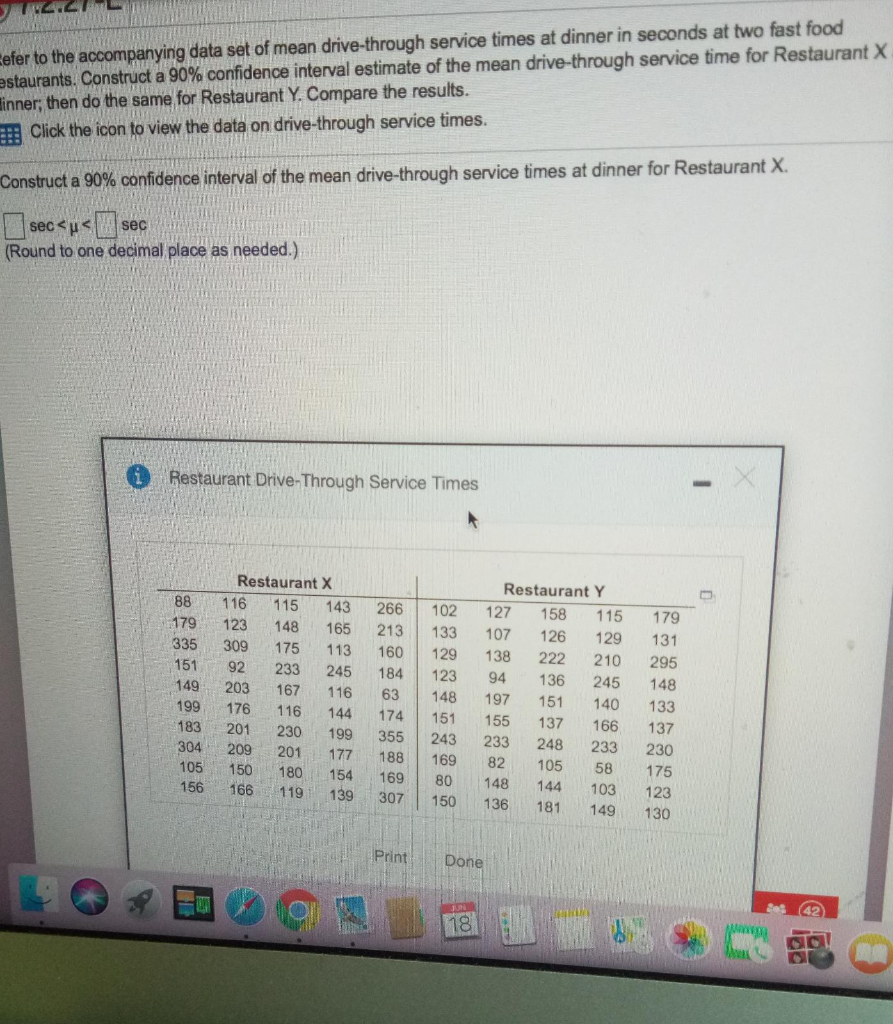 Solved Eefer to the accompanying data set of mean | Chegg.com