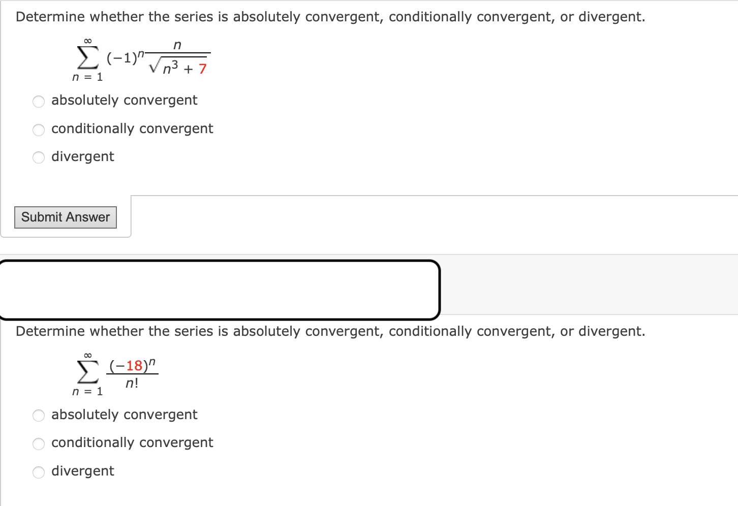 Solved Determine whether the series is absolutely | Chegg.com