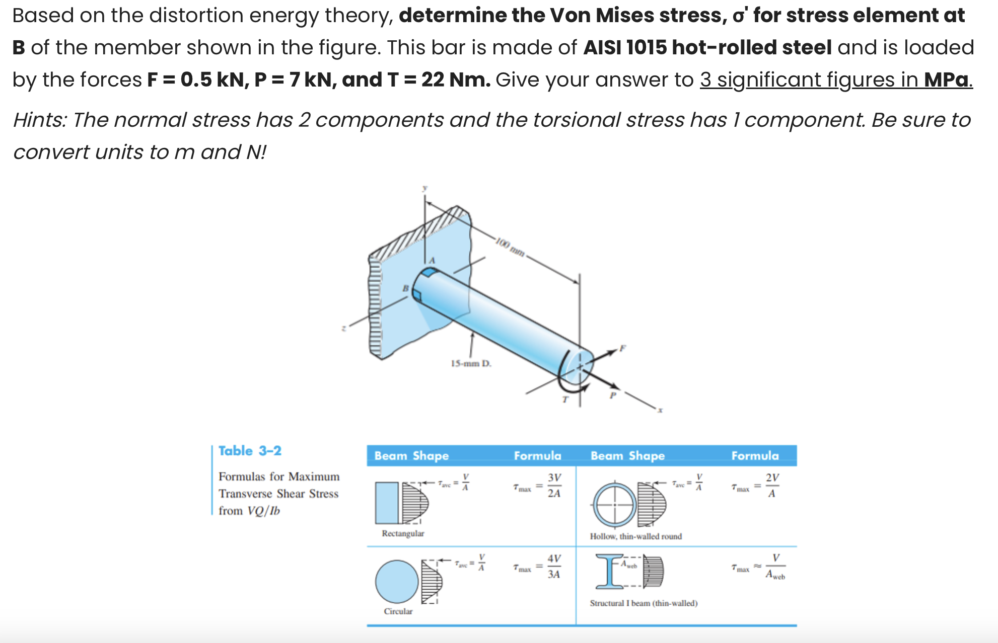 Solved Based on the distortion energy theory, determine the | Chegg.com