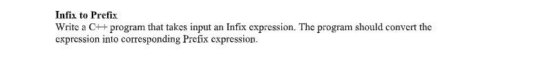 Solved Infix To Prefix Write A Ch Program That Takes Input 8161