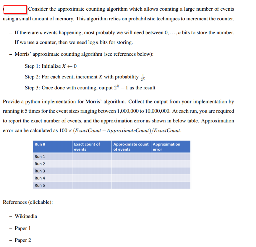 Consider the approximate counting algorithm which | Chegg.com