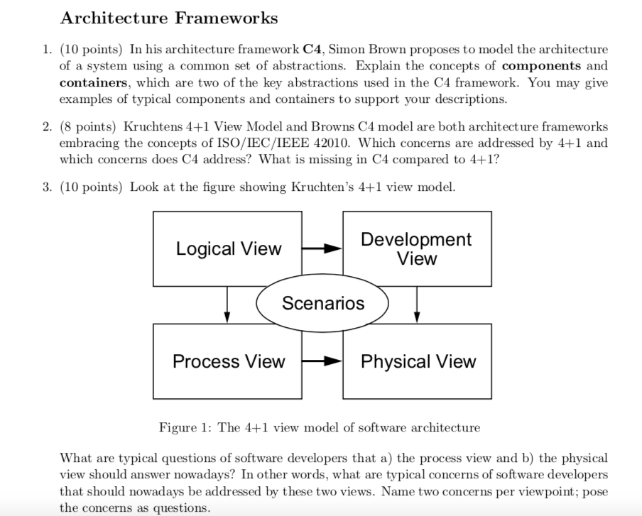 Architecture Frameworks 1. (10 points) In his | Chegg.com