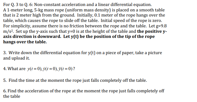 Solved For Q. 3 to Q. 6: Non-constant acceleration and a | Chegg.com