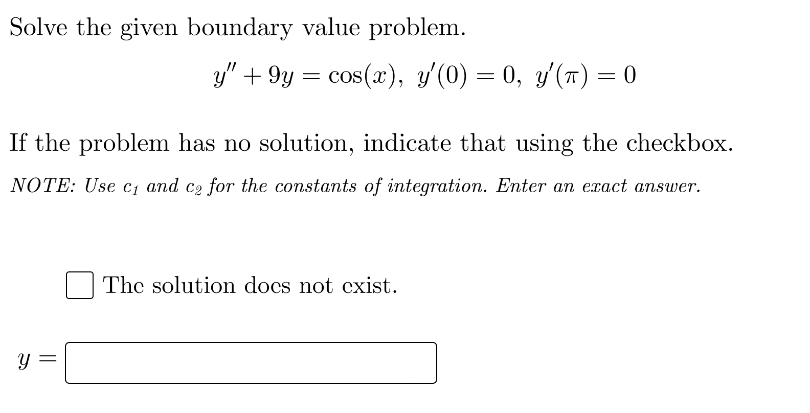 Solved Solve the given boundary value problem. | Chegg.com