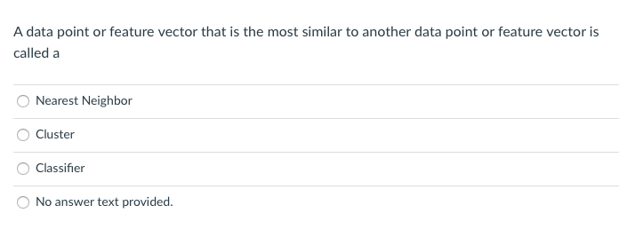 Solved A data point or feature vector that is the most | Chegg.com