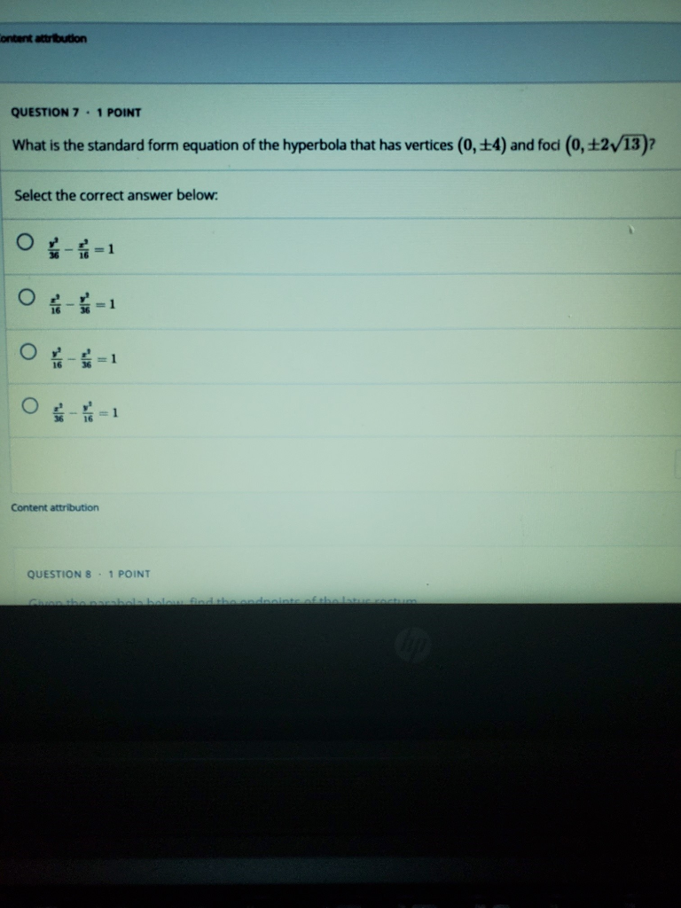 Solved Content attribution QUESTION 7.1 POINT What is the | Chegg.com
