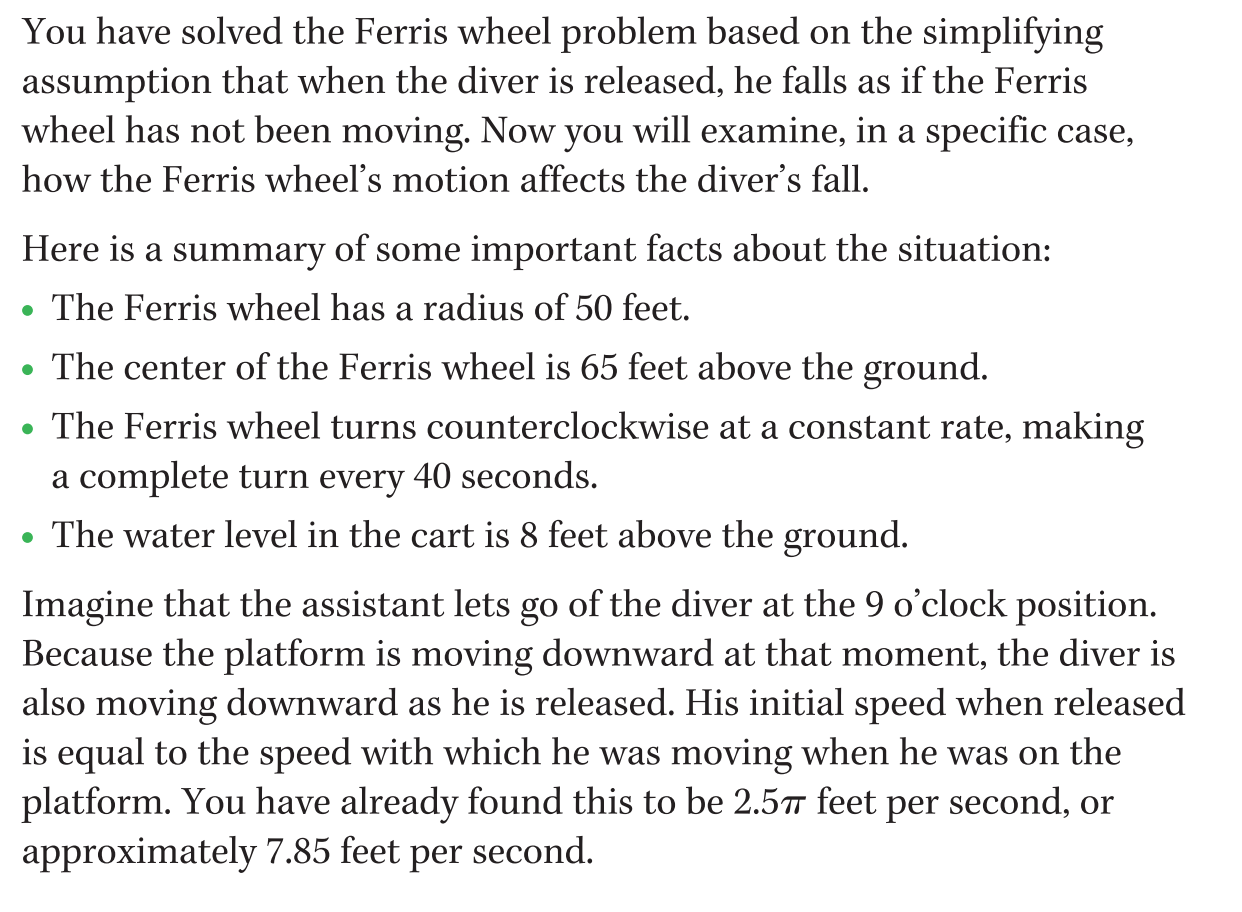 Solved You have solved the Ferris wheel problem based on the | Chegg.com