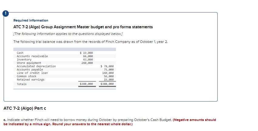 Required Information ATC 7.2 (Algo) Group Assignment | Chegg.com