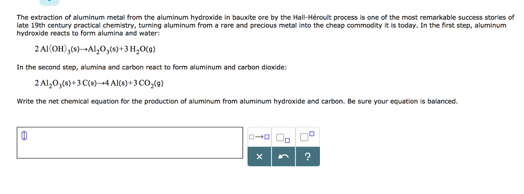 Solved The extraction of aluminum metal from the aluminum | Chegg.com