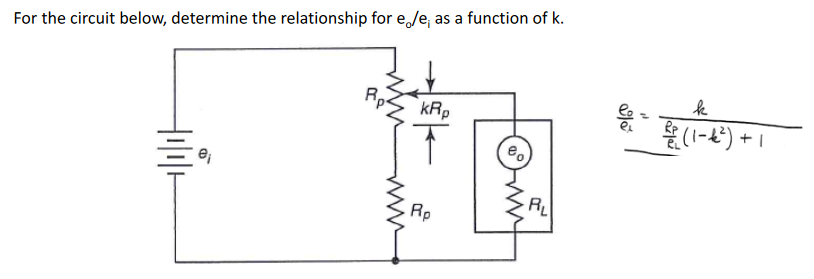 Solved For the circuit below, determine the relationship for | Chegg.com