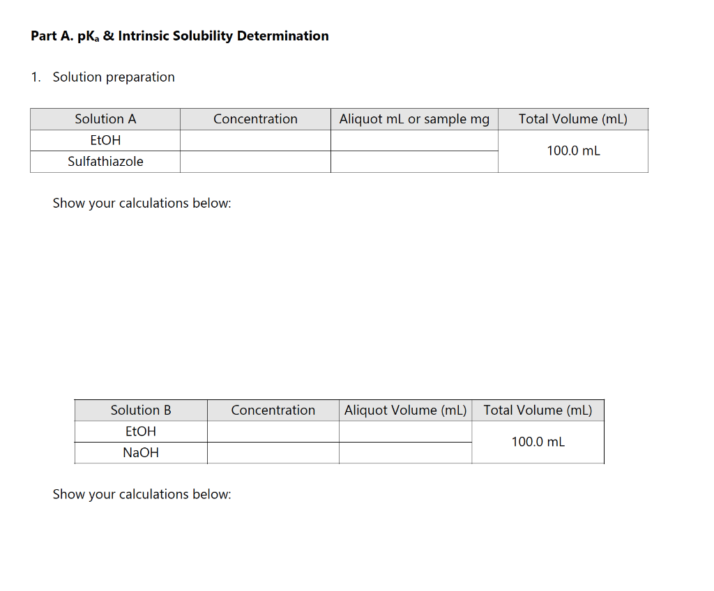 Solved 1. How can I calculate the aliquot mL or sample mg | Chegg.com