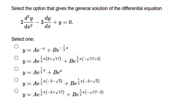 Solved Select the option that gives the general solution of | Chegg.com
