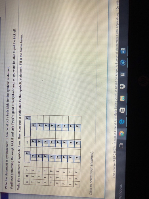 Solved Write the statement in symbolic form. Then construct | Chegg.com
