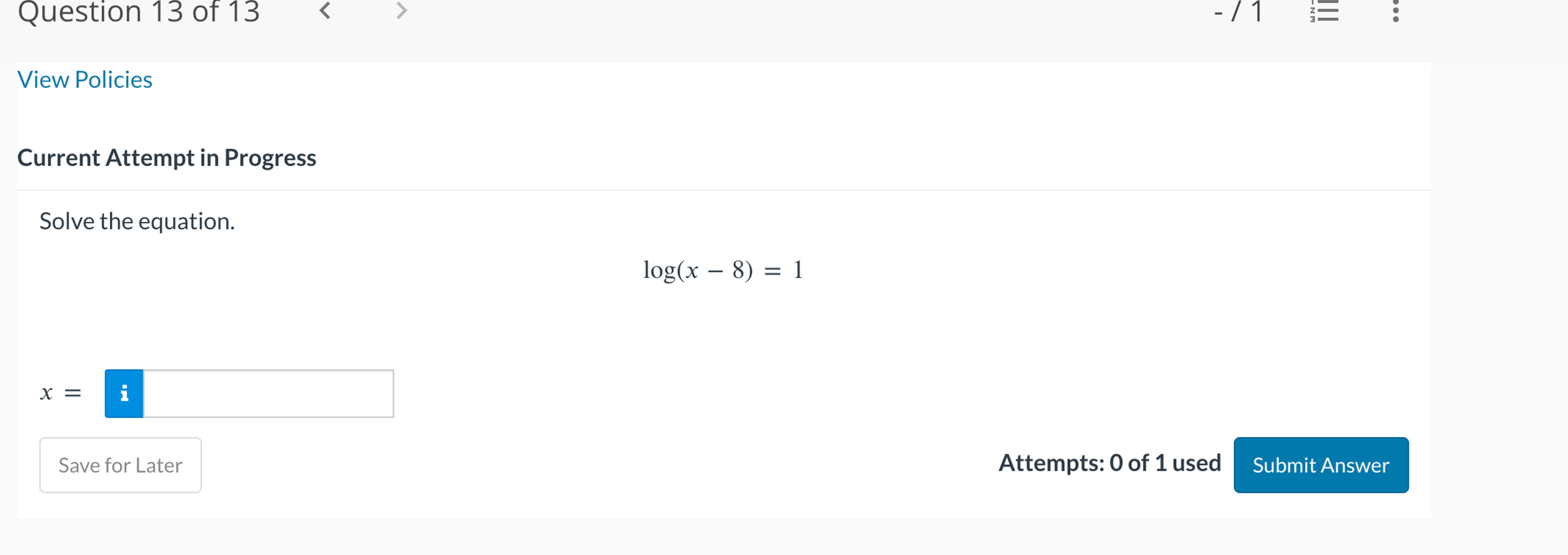 Solved View PoliciesCurrent Attempt in ProgressSolve the | Chegg.com