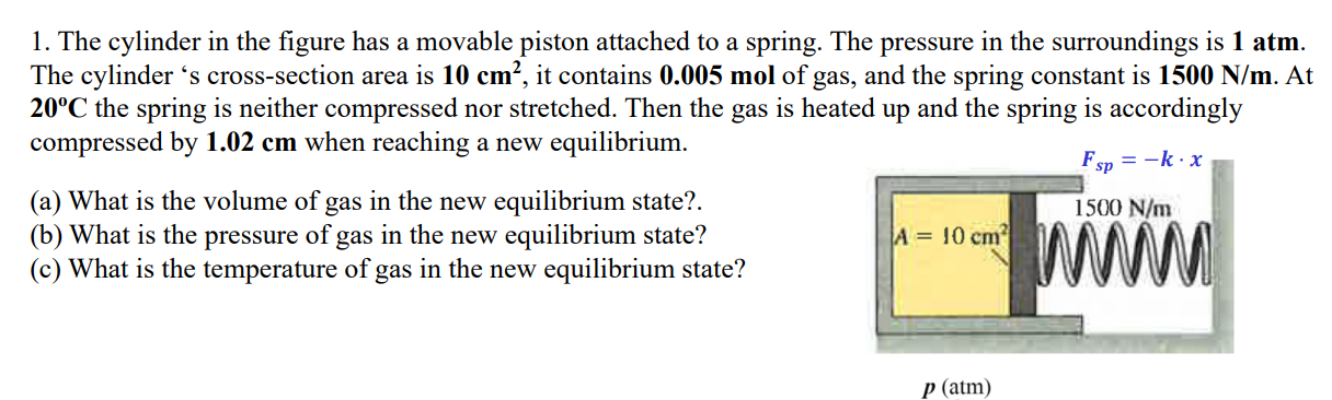 Solved The cylinder in the figure has a movable piston | Chegg.com