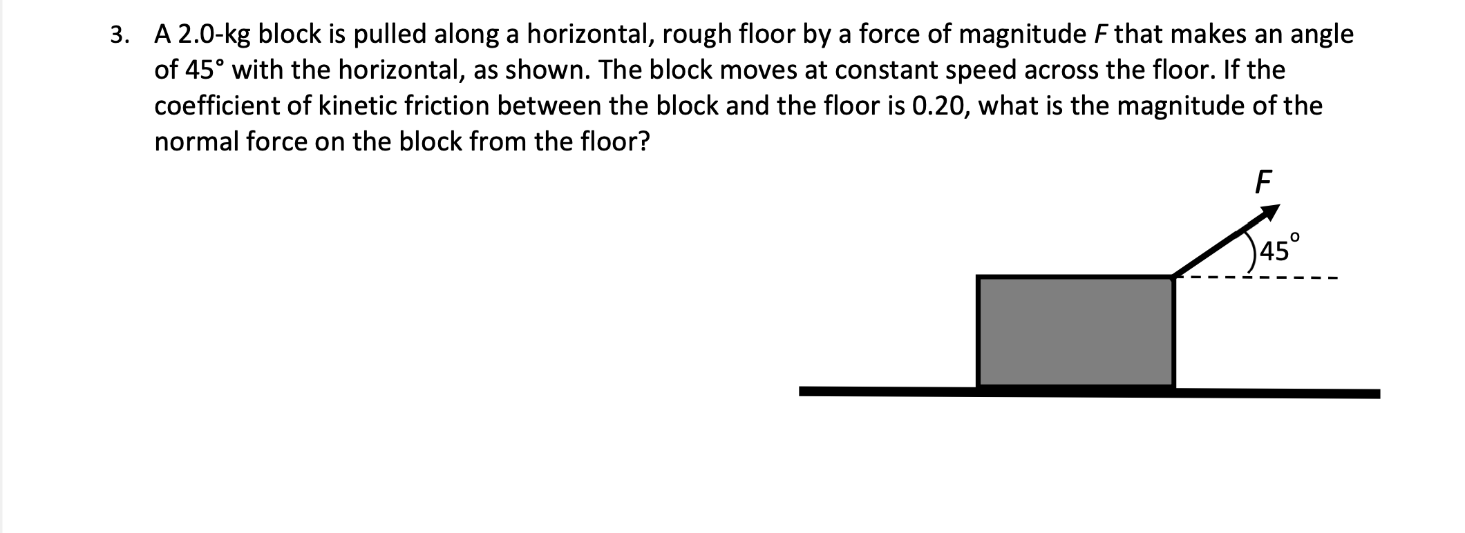 Solved 3. A 2.0-kg block is pulled along a horizontal, rough | Chegg.com