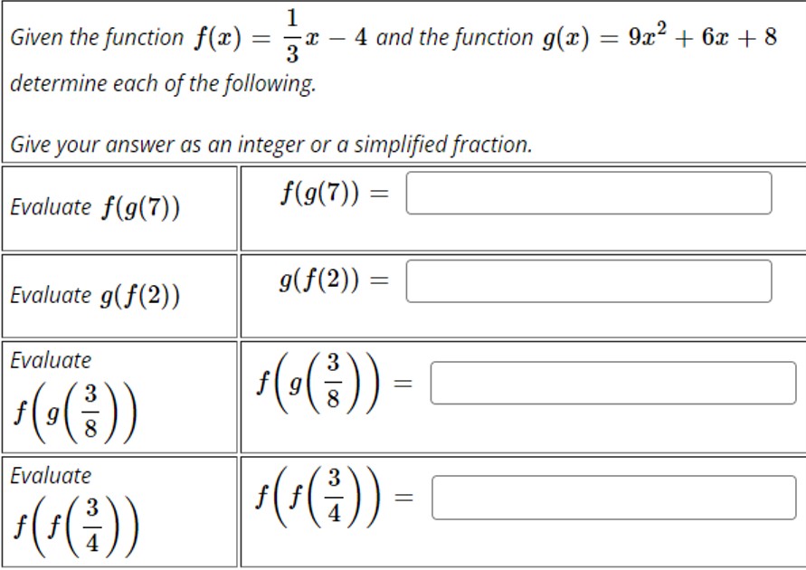 Solved Given the function f(x)=13x-4 ﻿and the function | Chegg.com