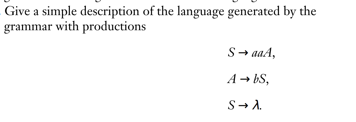 Solved Give a simple description of the language generated | Chegg.com