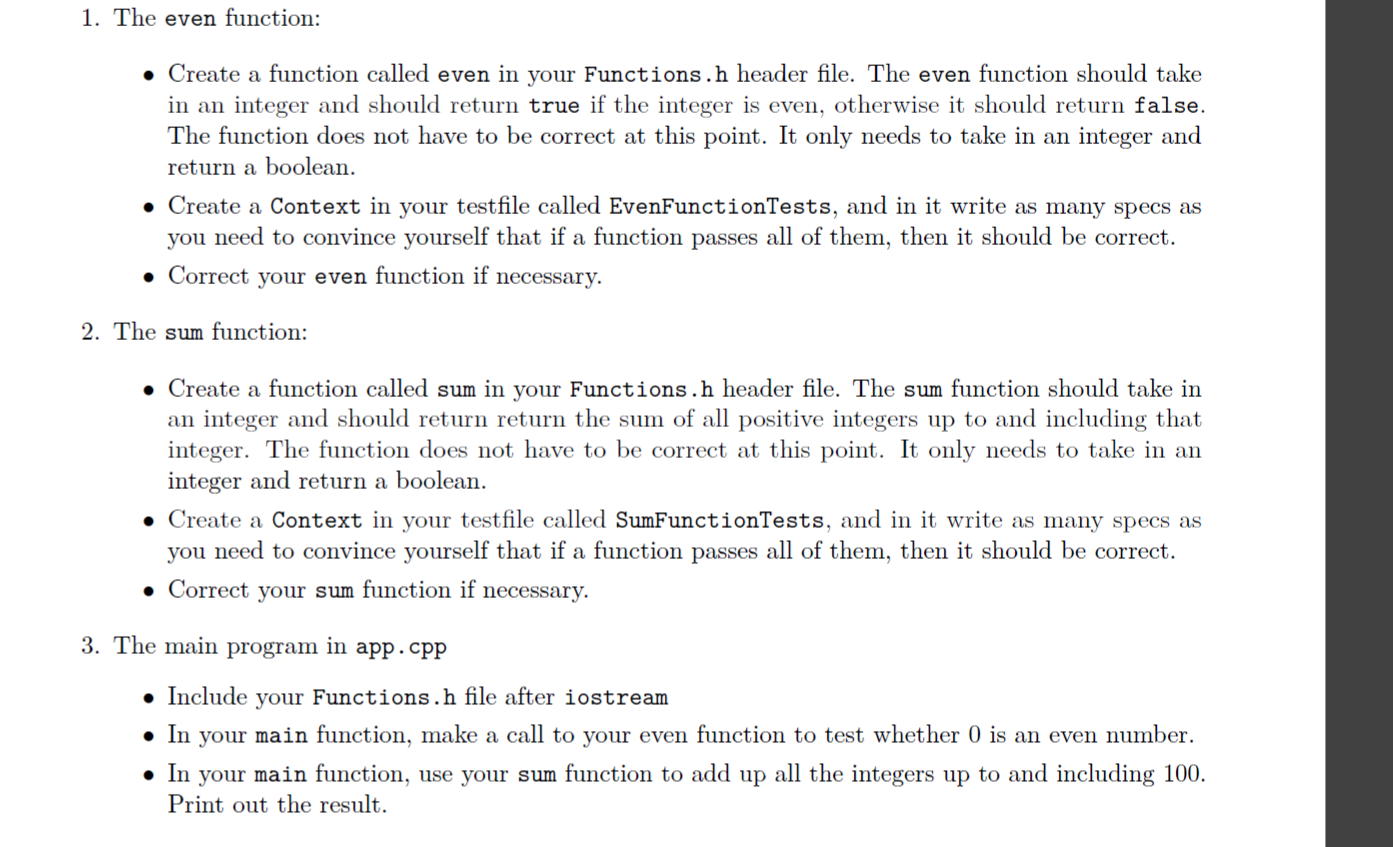 Solved 1. The even function: • Create a function called even | Chegg.com