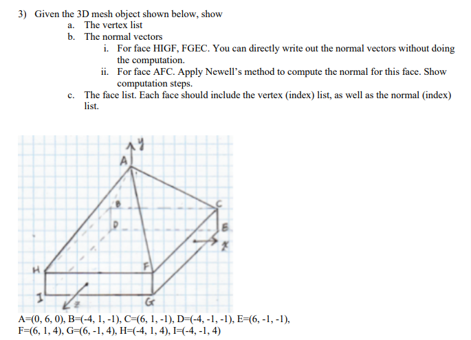 Solved Given the 3D mesh object shown below, showa. ﻿The | Chegg.com