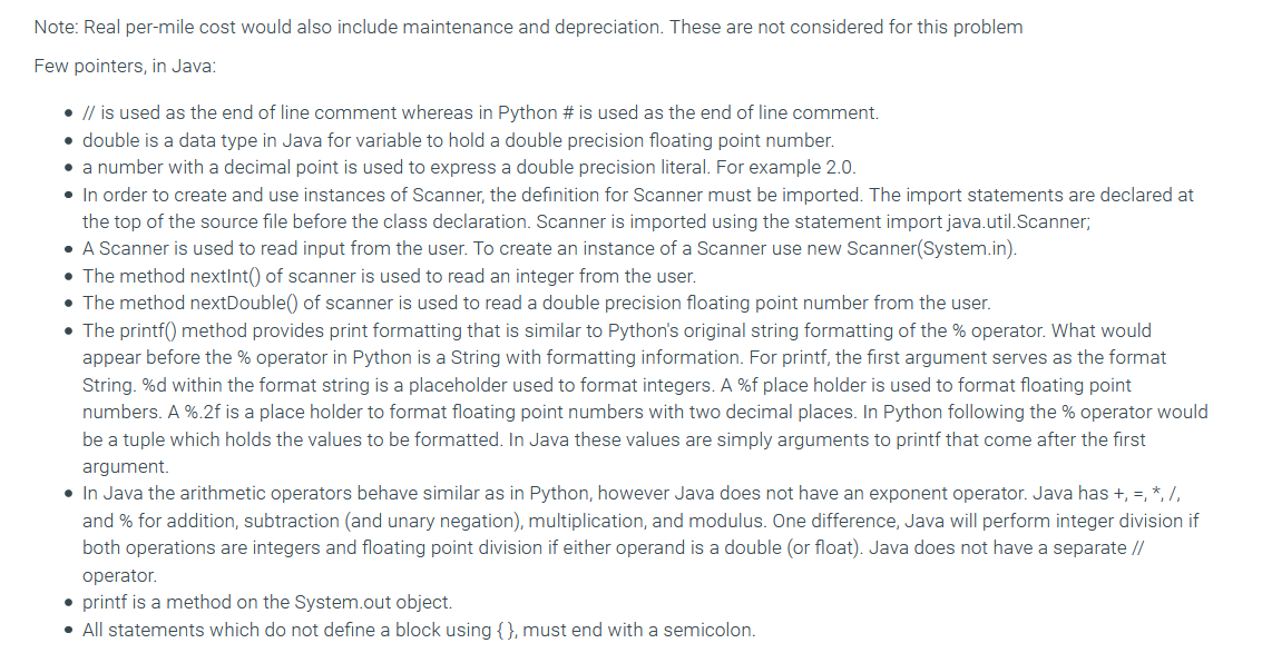 Solved 11.4 LAB: Driving costs - Java version Driving is | Chegg.com