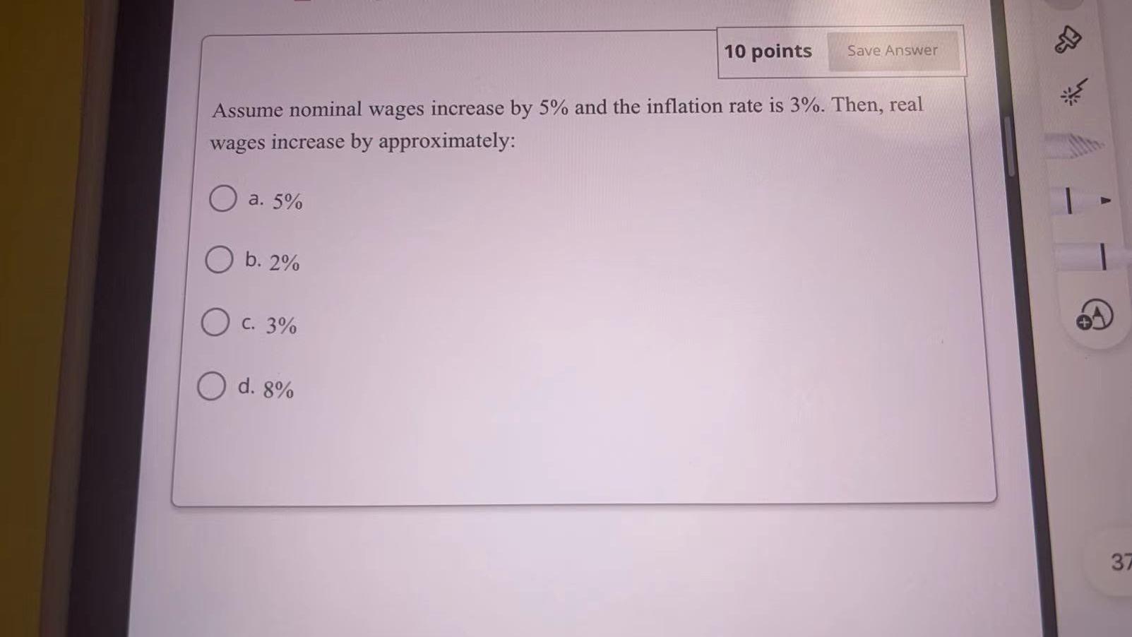 Solved Assume nominal wages increase by 5% and the inflation | Chegg.com