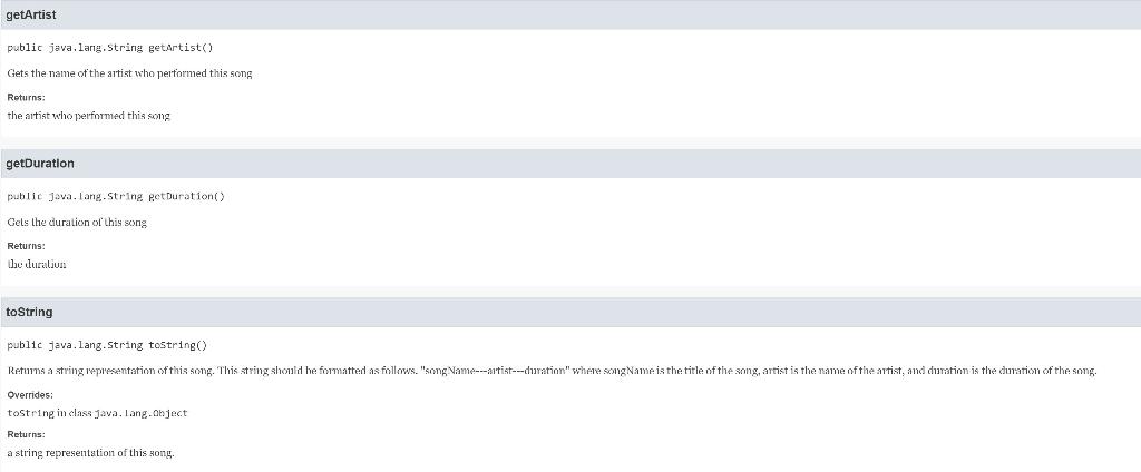 Solved 3 Create the Song class Song objects are used to | Chegg.com