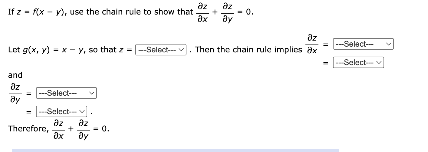 Solved If z=f(x−y), use the chain rule to show that | Chegg.com