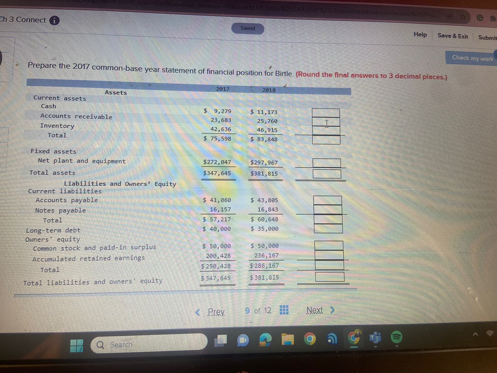 Solved Prepare the 2017 common-base year statement of | Chegg.com