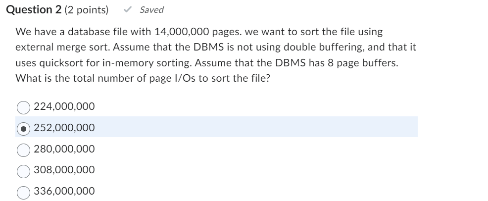 Solved Question 2 (2 ﻿points)We have a database file with | Chegg.com