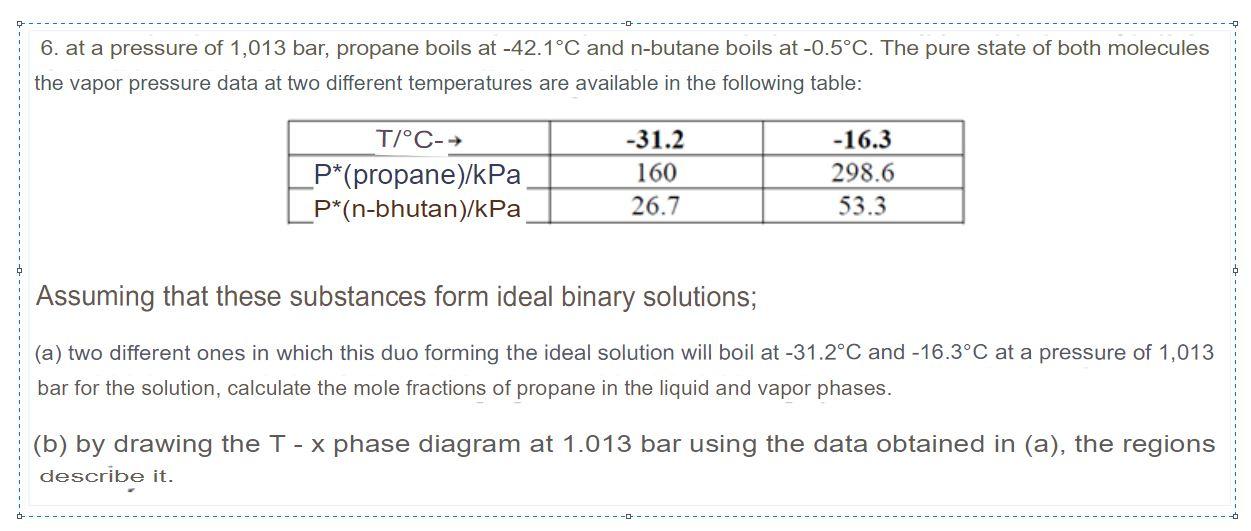 Solved 6. at a pressure of 1,013 bar, propane boils at | Chegg.com