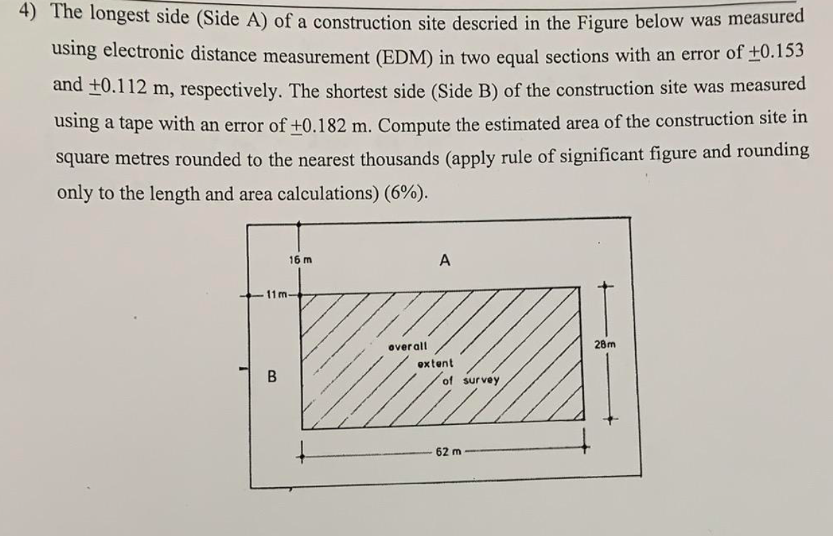Solved 4) The longest side (Side A) of a construction site | Chegg.com