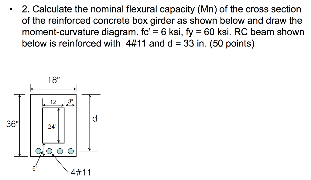 Solved 2. Calculate the nominal flexural capacity (Mn) of | Chegg.com