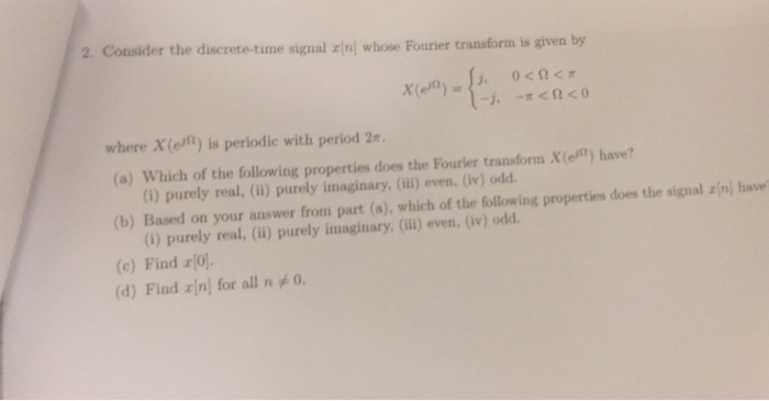 Solved Consider the discrete-time signal x [n] whose Fourier | Chegg.com