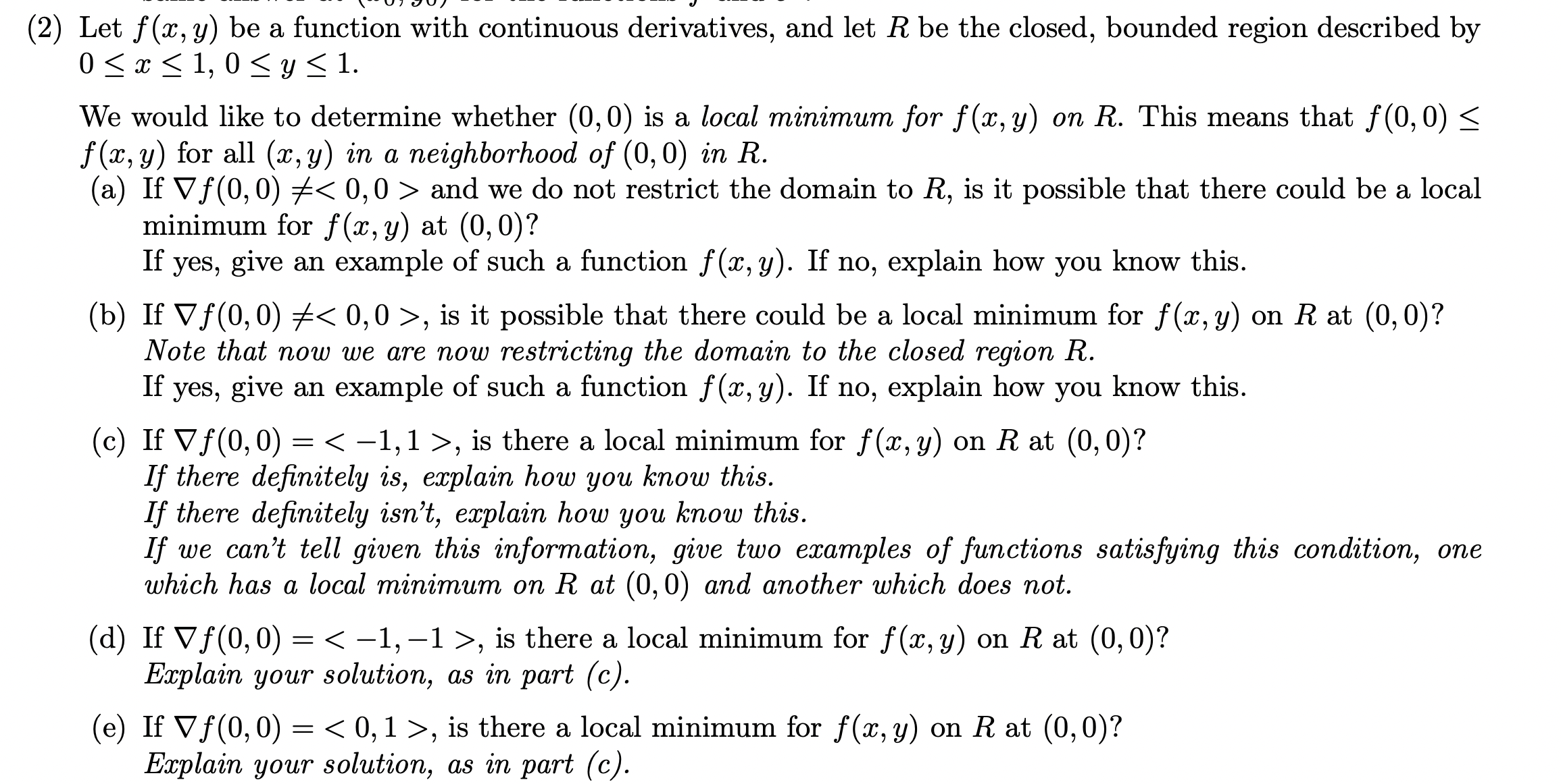 Solved (2) Let f(x,y) be a function with continuous | Chegg.com