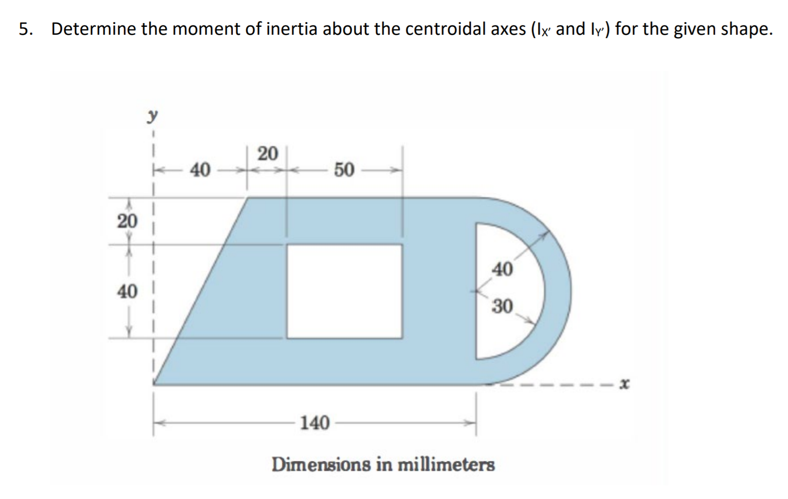 Solved 3. Calculate Ix for the given composite shape about | Chegg.com