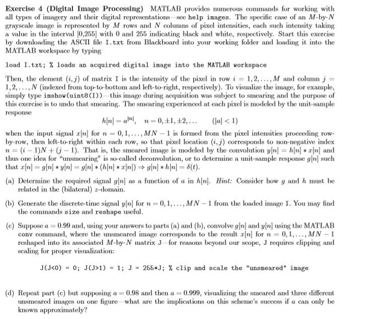 Exercise 4 (Digital Image Processing) MATLAB provides | Chegg.com