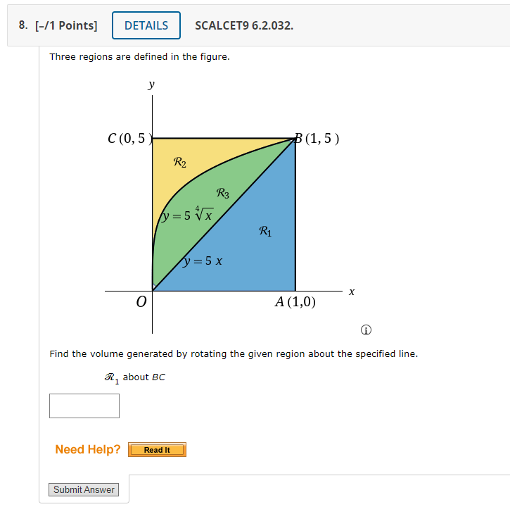 Solved [-/1 Points] SCALCET9 6.2.032. Three regions are | Chegg.com