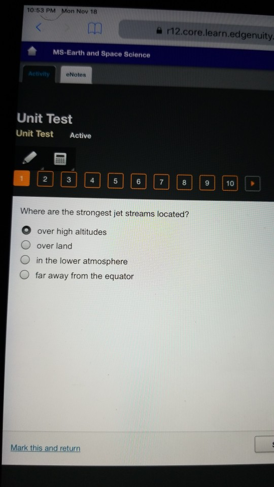 Solved 10:53 PM Mon Nov 18 12.core.learn.edgenuity. MS-Earth | Chegg.com