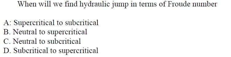 Solved When will we find hydraulic jump in terms of Froude | Chegg.com