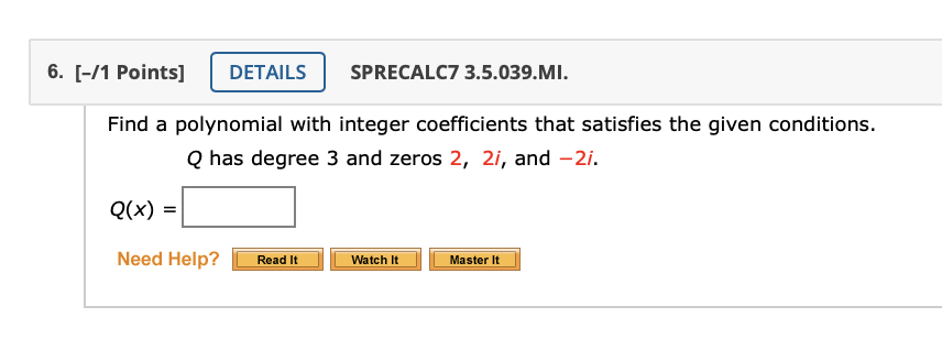 Solved 6. (-/1 Points] DETAILS SPRECALC7 3.5.039.MI. Find a | Chegg.com